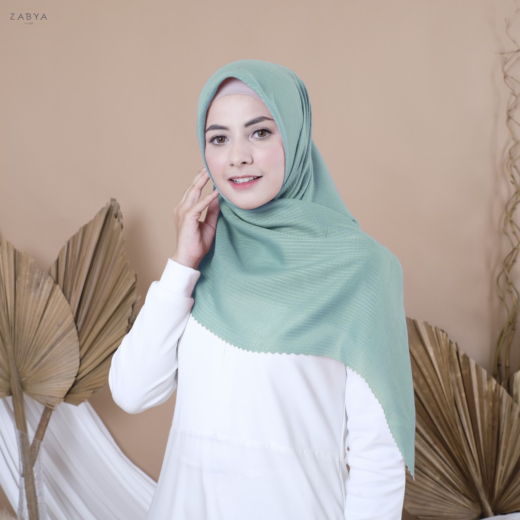 ZABYA Lizy Waffle Jilbab Voal Segiempat Premium - Light Aqua - ZABYA Hijab