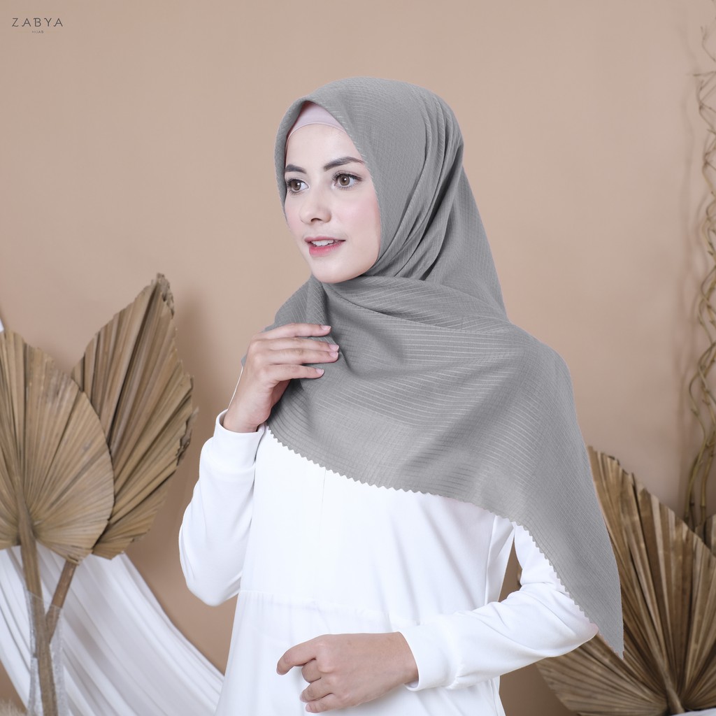 ZABYA Lizy Waffle Jilbab Voal Segiempat Premium - Stone Grey - ZABYA Hijab