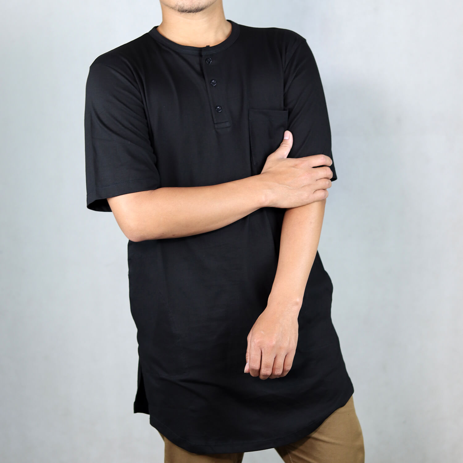 Kaos Kurta Premium / Baju Koko Pria KQ HANLEY HITAM - Hitam,L - Rumah ...